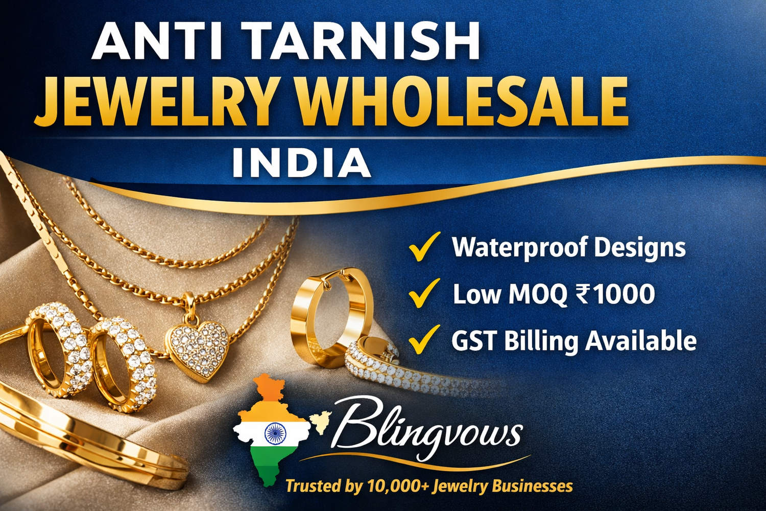 Anti Tarnish Jewelry Wholesale India – Bulk Supplier | Blingvows ...